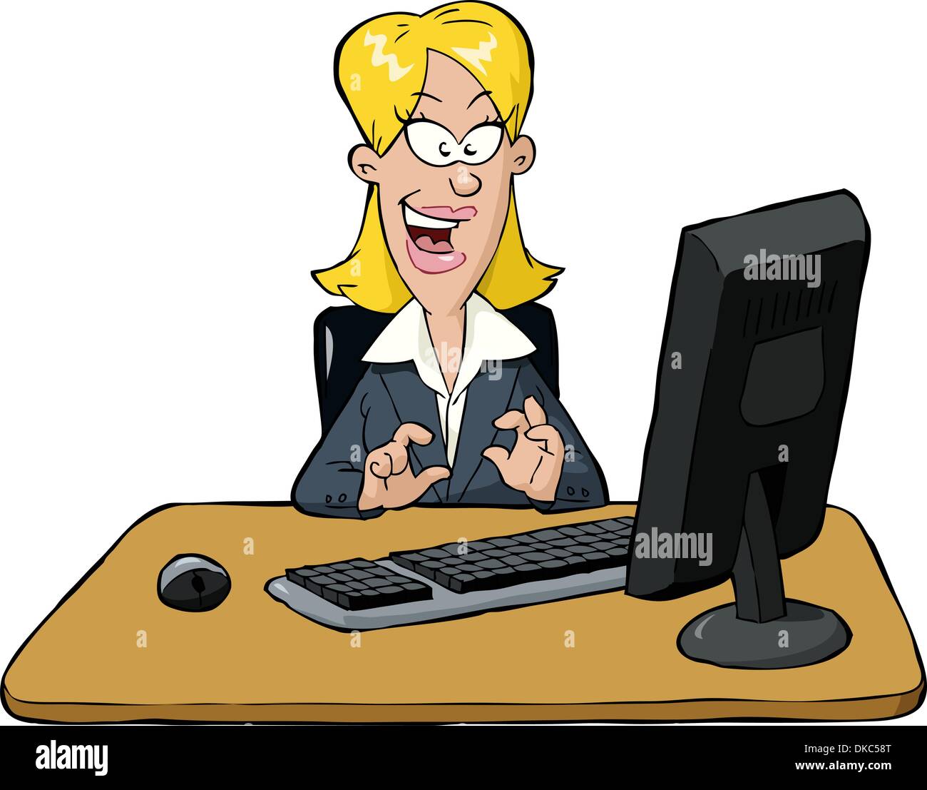 A woman sits at a computer vector illustration Stock Vector Image & Art ...