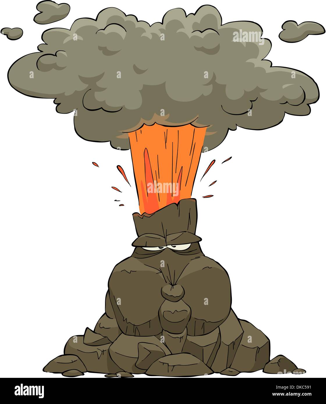 Erupting volcano on a white background vector illustration Stock Vector ...