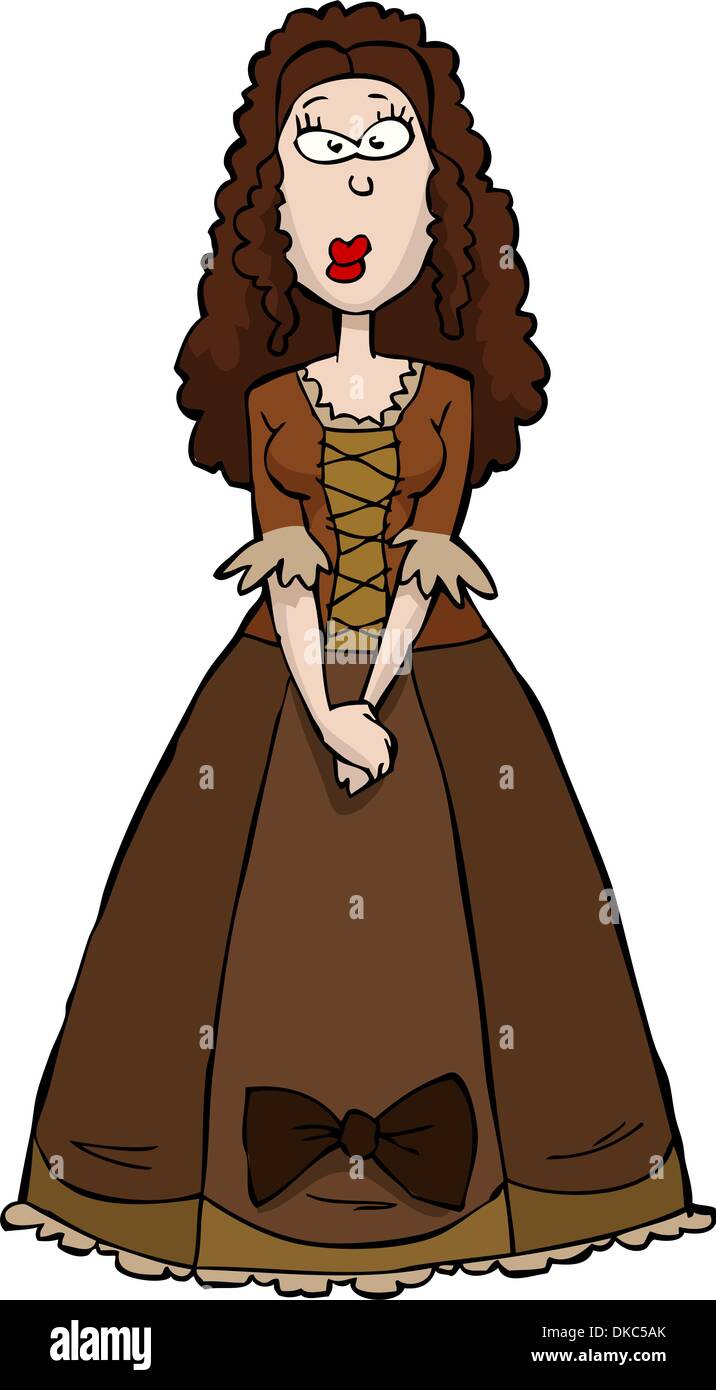 Renaissance Woman in brown dress vector illustration Stock Vector Image ...