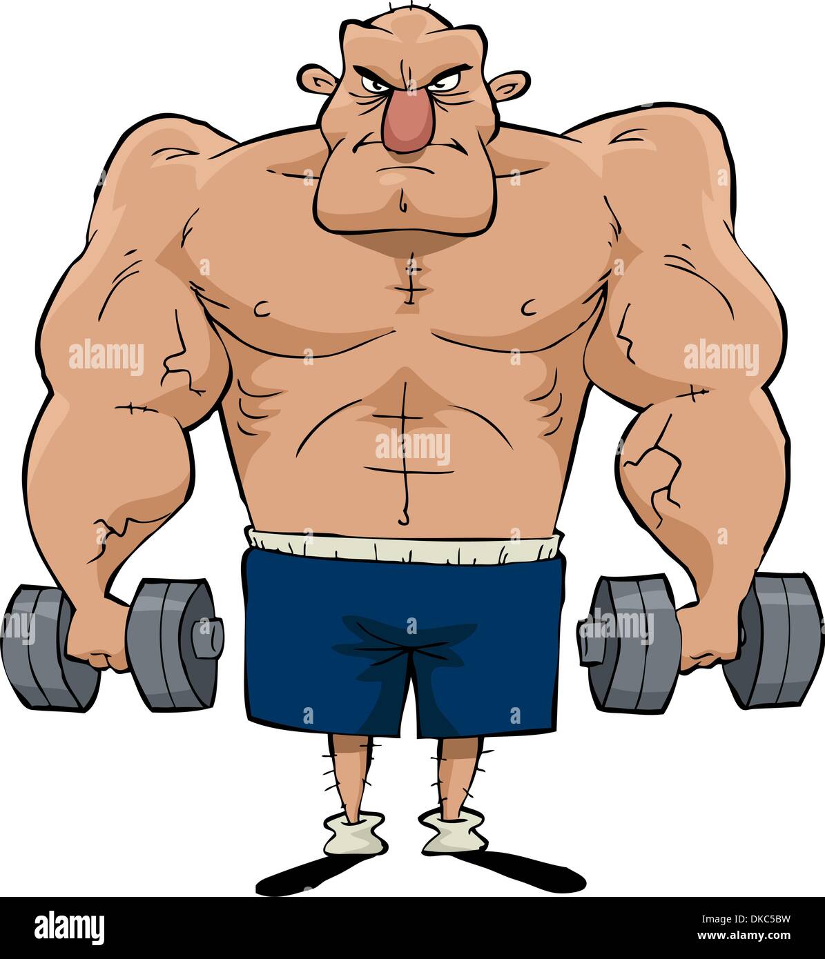 Big man with dumbbells in hand vector illustration Stock Vector Image ...