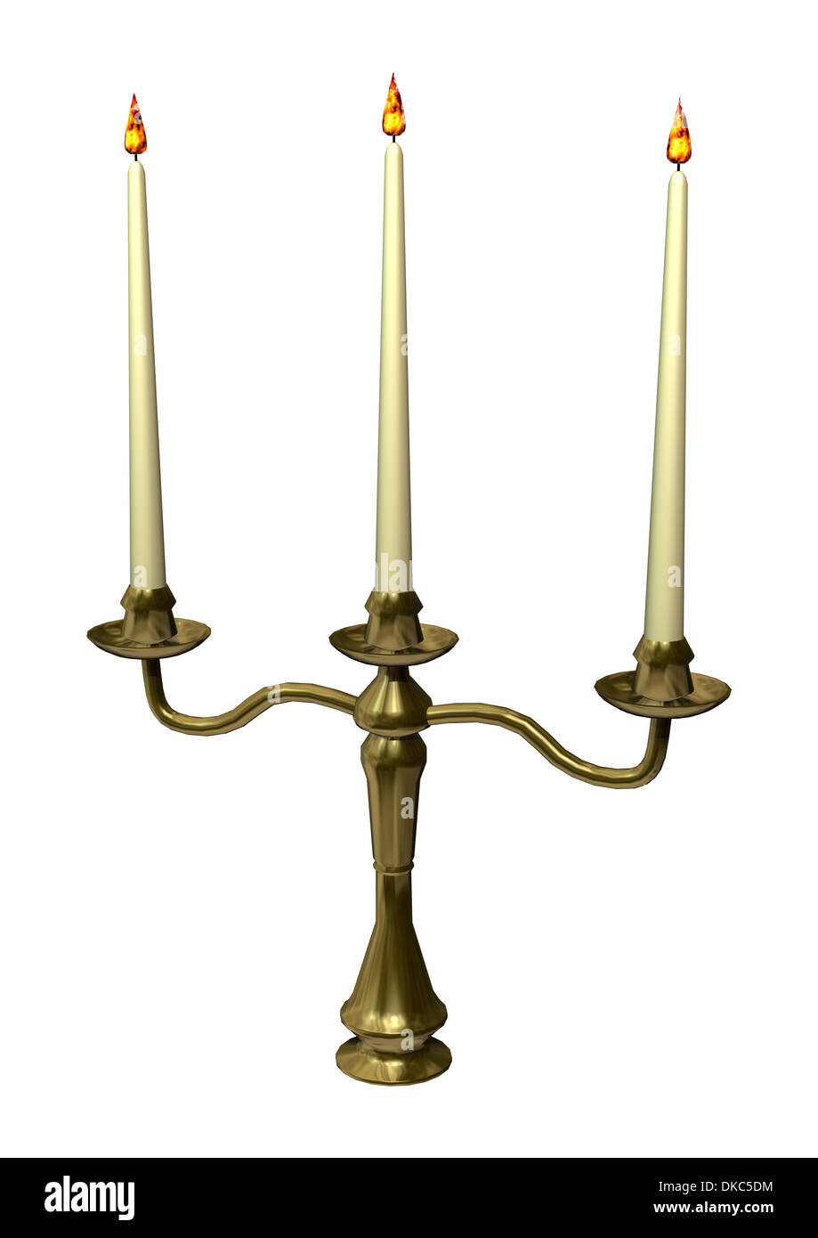 3D digital render of a candelabra with three candles isolated on white ...