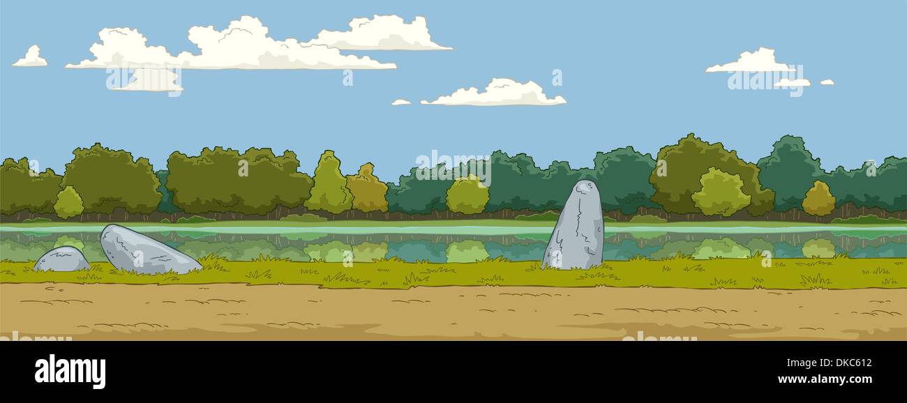 The natural landscape cartoon background vector illustration Stock ...