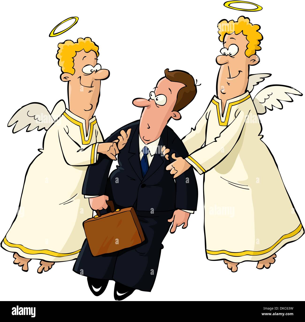 Two angels in heaven kill businessman vector Stock Vector Image & Art ...