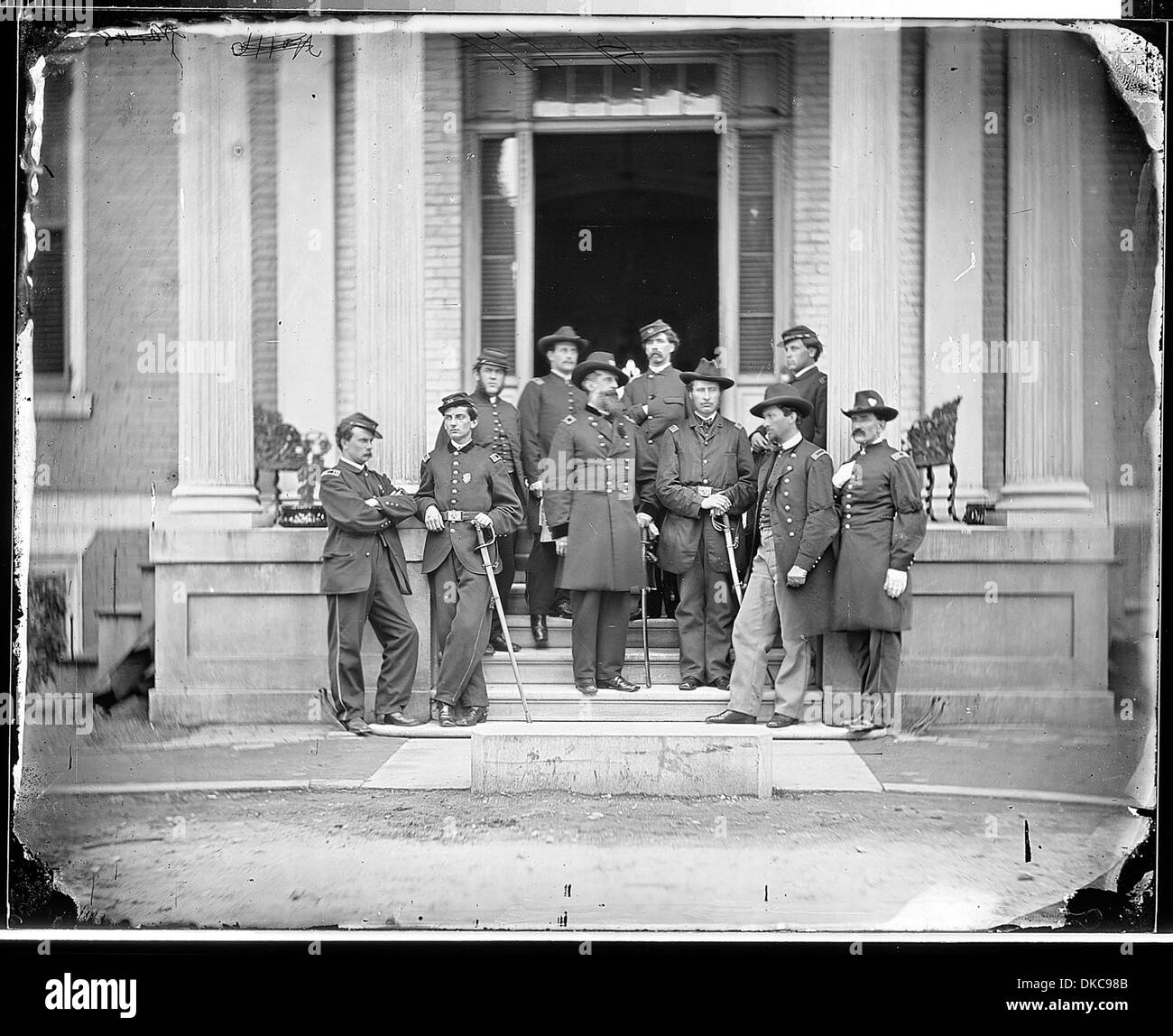This image shows General Charles Devens with his staff of nine officers ...