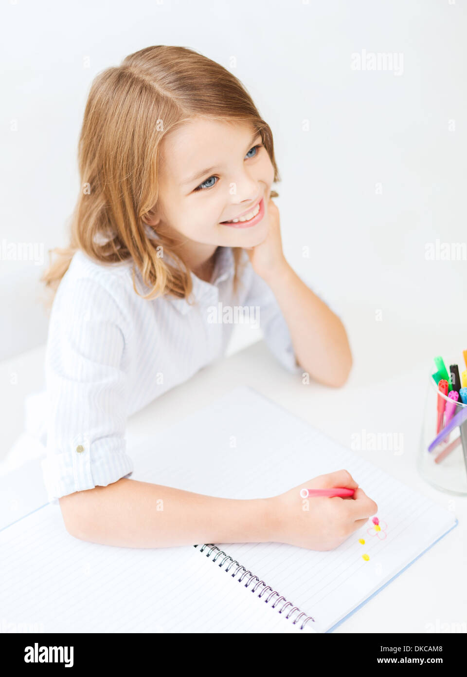 little student girl drawing at school Stock Photo - Alamy