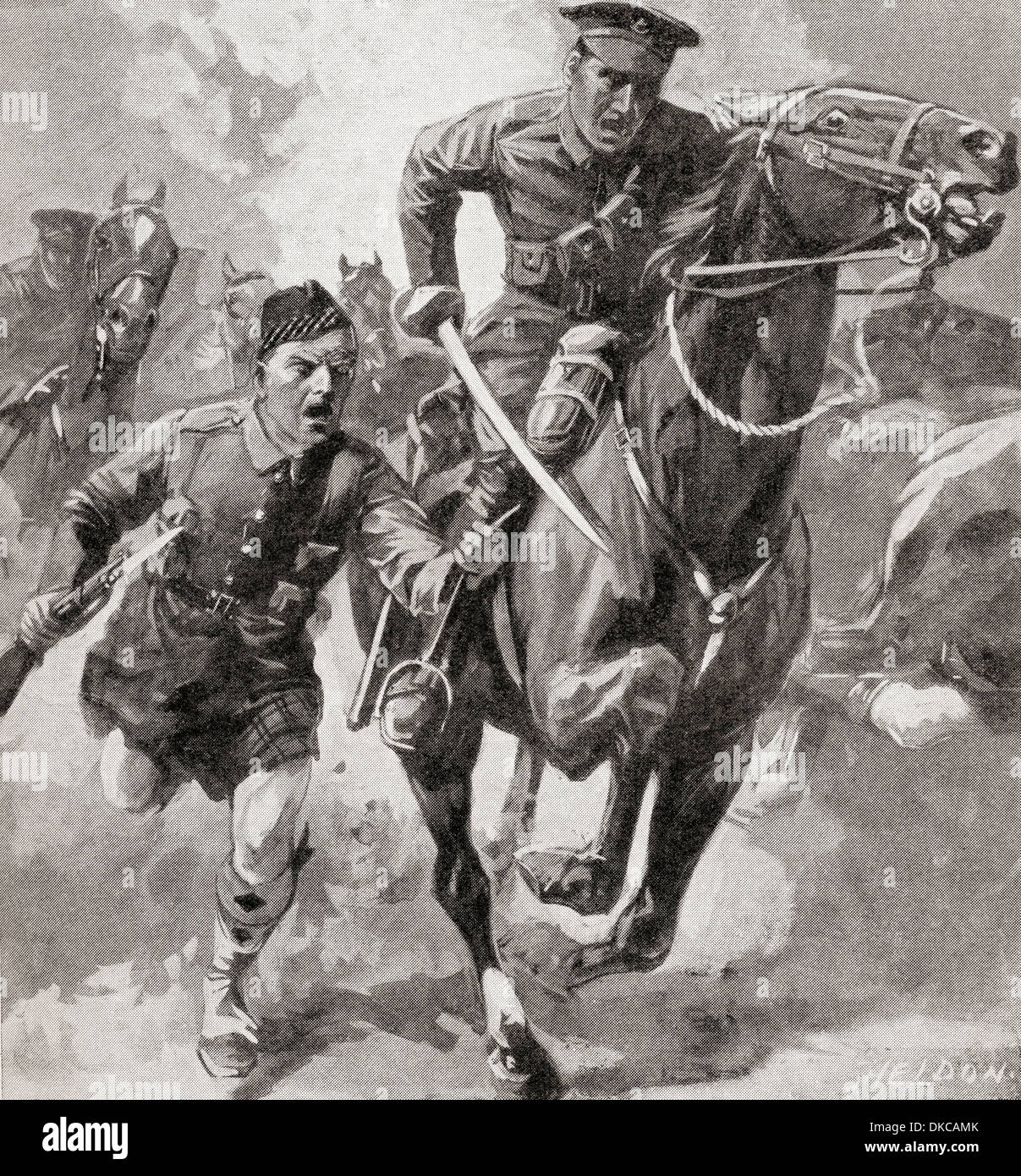 The Battle of Mons, 1914. The famous stirrup charge of the Gordons and ...