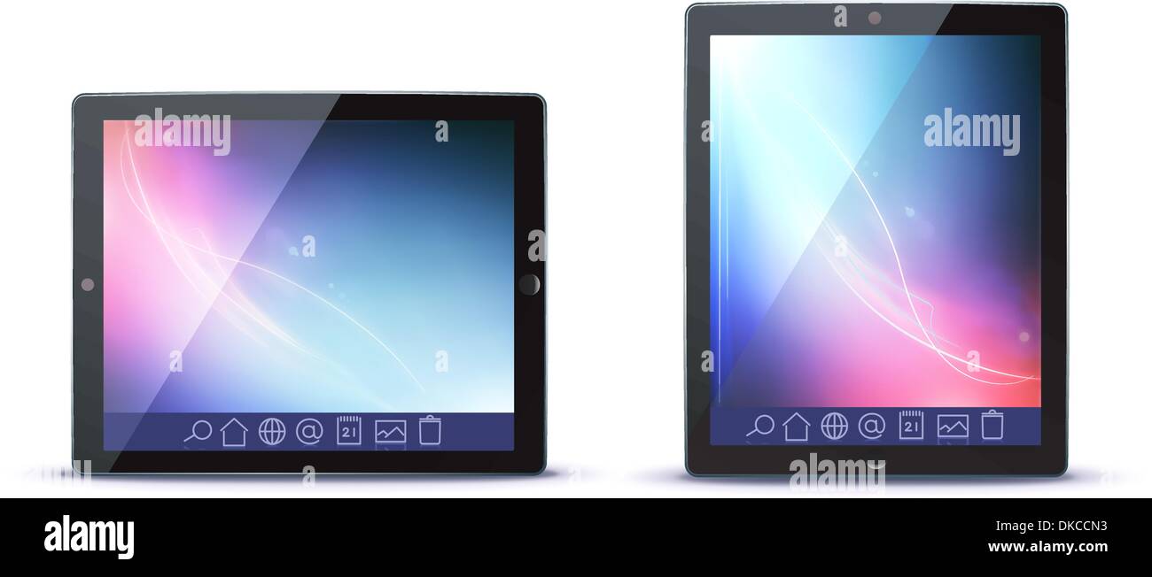 Vector illustration of classy tablet PC in horizontal and vertical view ...