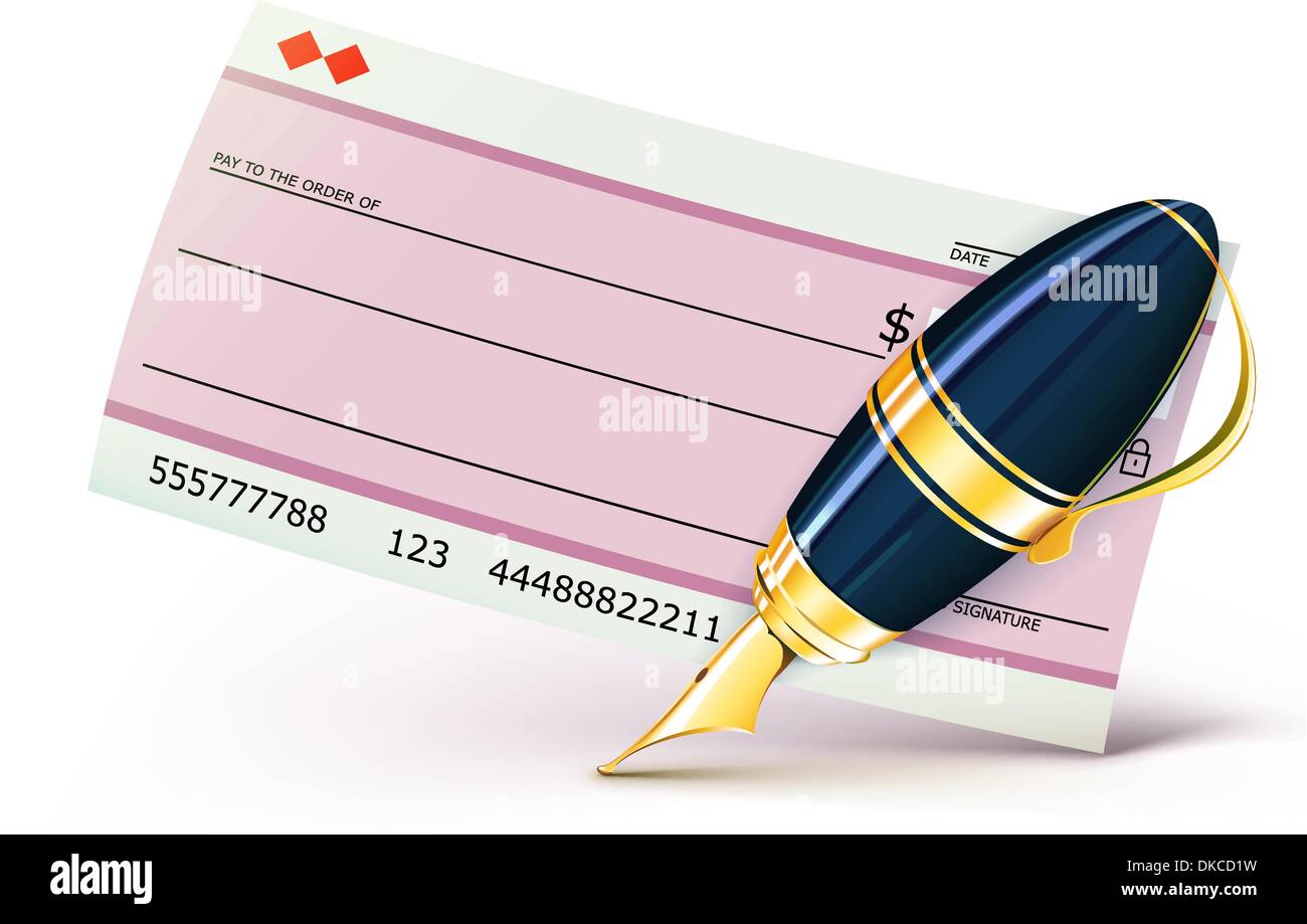 Vector illustration of business concept with bank check and elegant ...