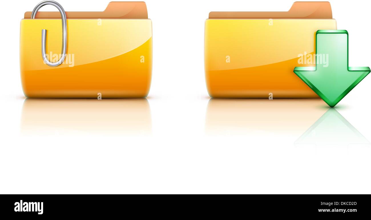 Vector illustration of two yellow interface computer folder icons Stock ...