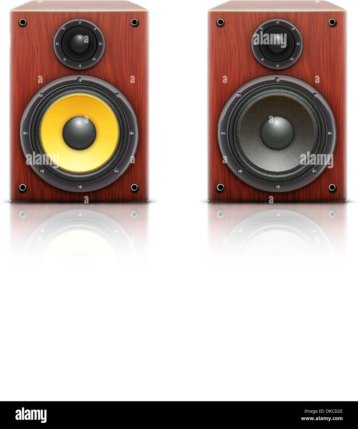 Vector illustration of detailed sound loud hi-fi audio system on white ...