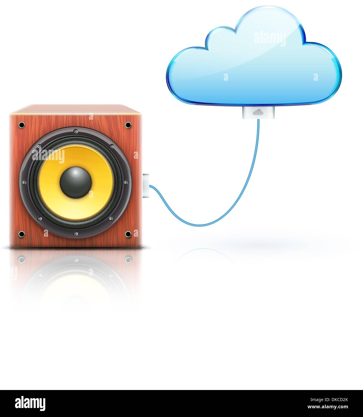 Vector illustration of cloud storage concept with blue internet cloud ...