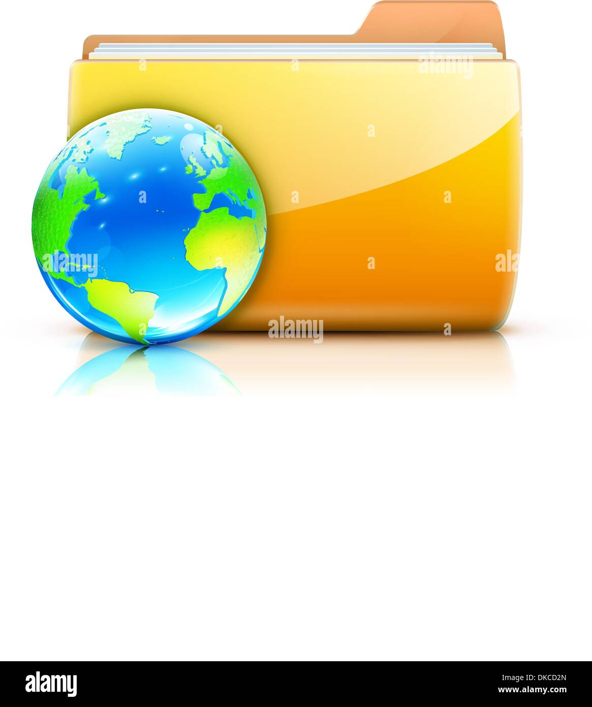 Vector illustration of global sharing concept icon yellow folder and ...