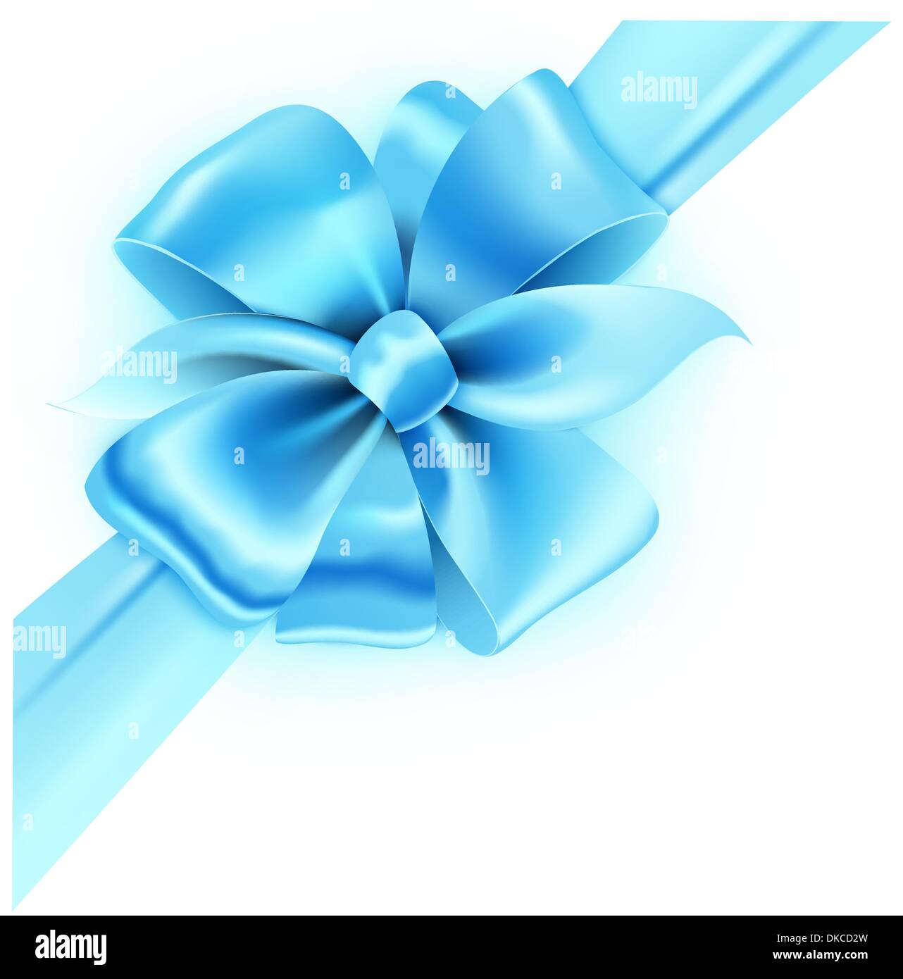 Vector illustration of gift wrapped white paper with a blue ribbon and ...