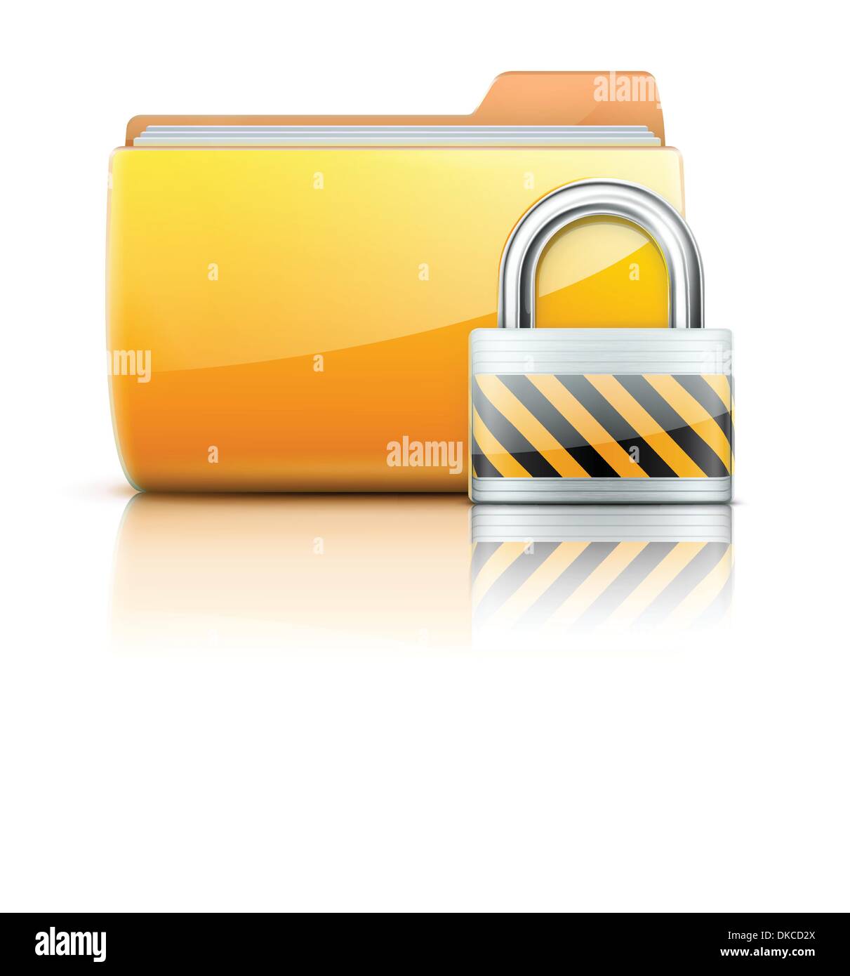 Vector illustration of security concept with yellow folder and locked pad lock Stock Vector ...
