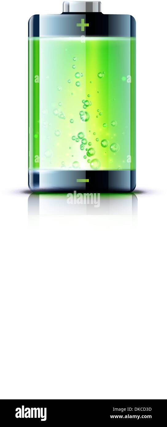 Vector illustration of detailed glossy battery full level indicator ...