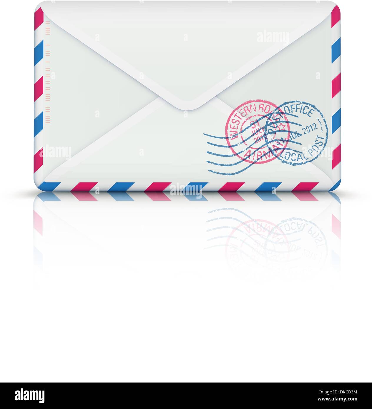 Vector illustration of close airmail envelope with rubber stamps Stock ...