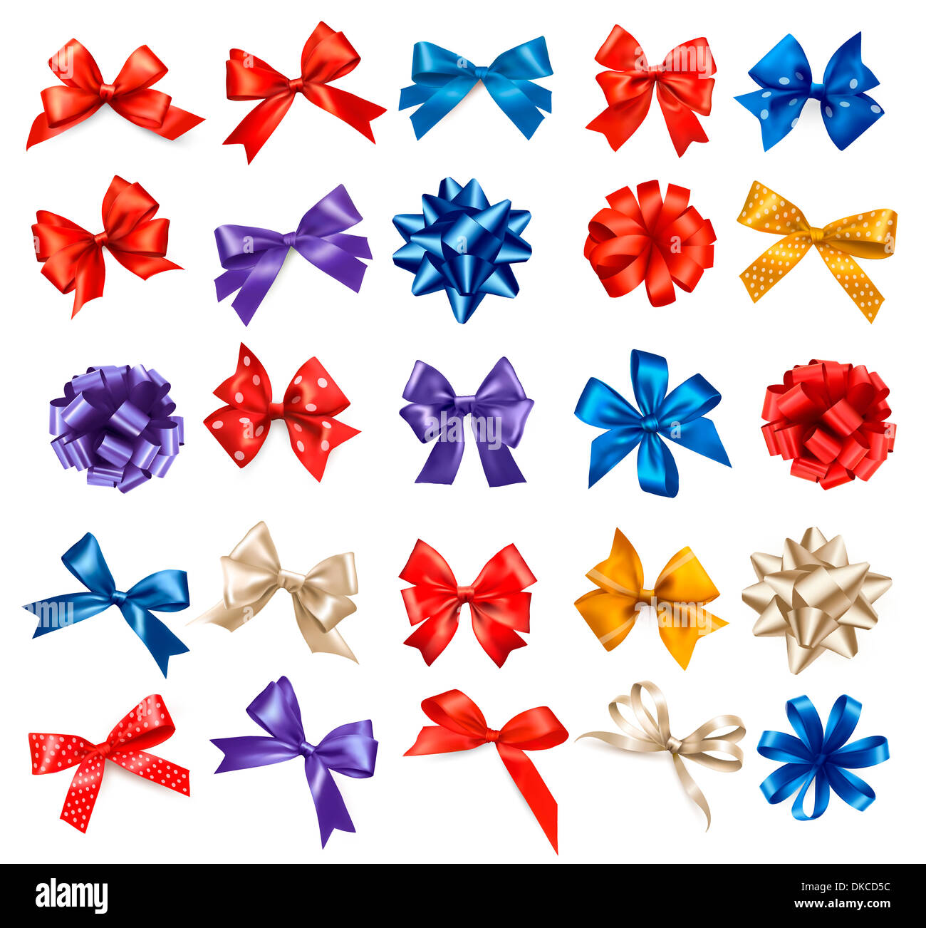 Big set of gift bows with ribbons. Vector illustration Stock Photo - Alamy
