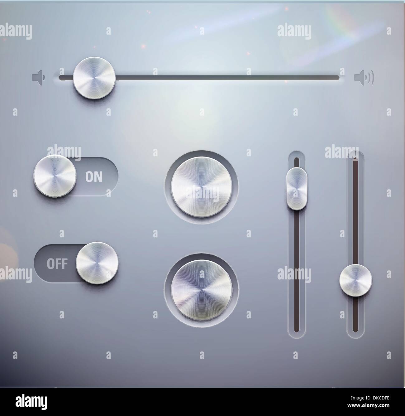 Vector illustration set of the detailed UI elements – knob, switches ...