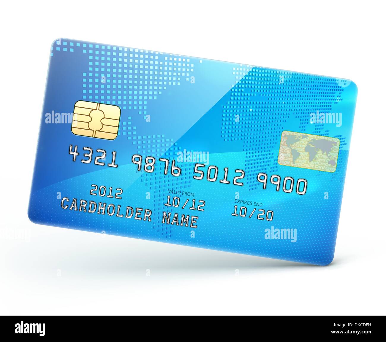 Vector illustration of detailed glossy blue credit card isolated on ...