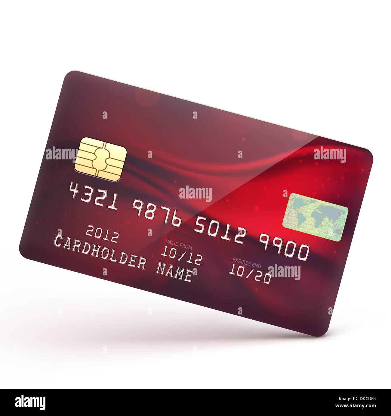Vector illustration of detailed glossy red credit card isolated on ...