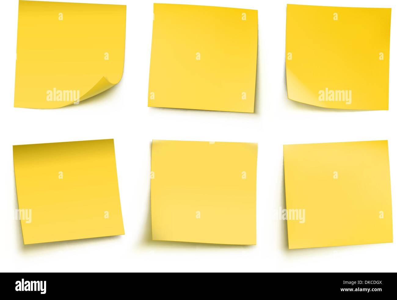 Vector illustration of yellow post it notes isolated on white ...