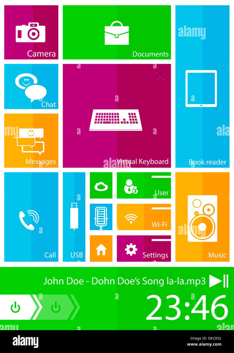 Modern mobile user interface. Color bright squares with icons Stock ...