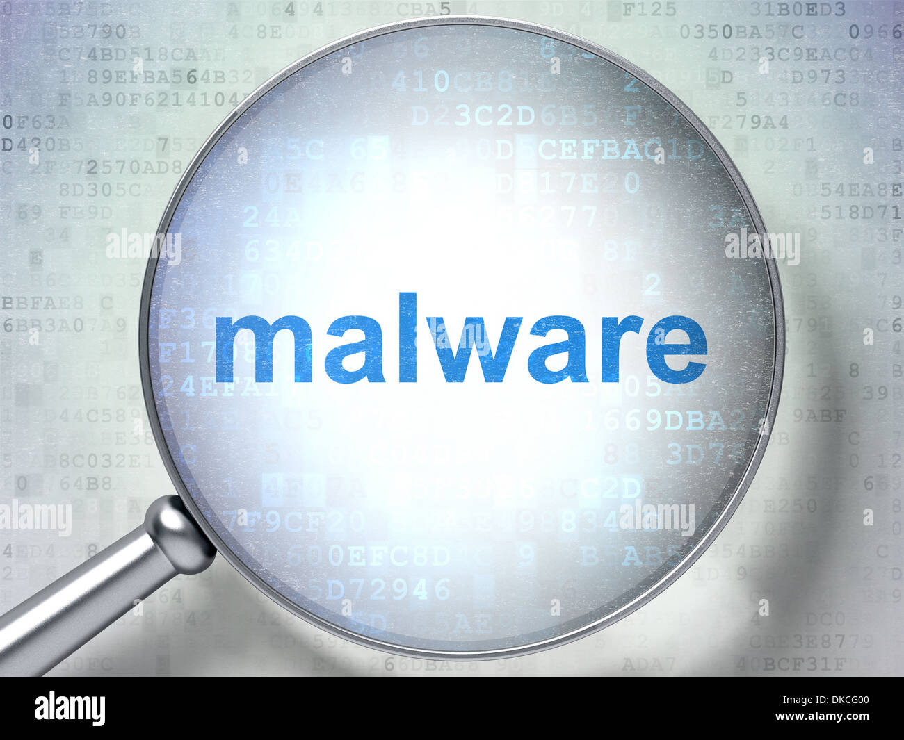 Safety concept: Malware with optical glass Stock Photo - Alamy