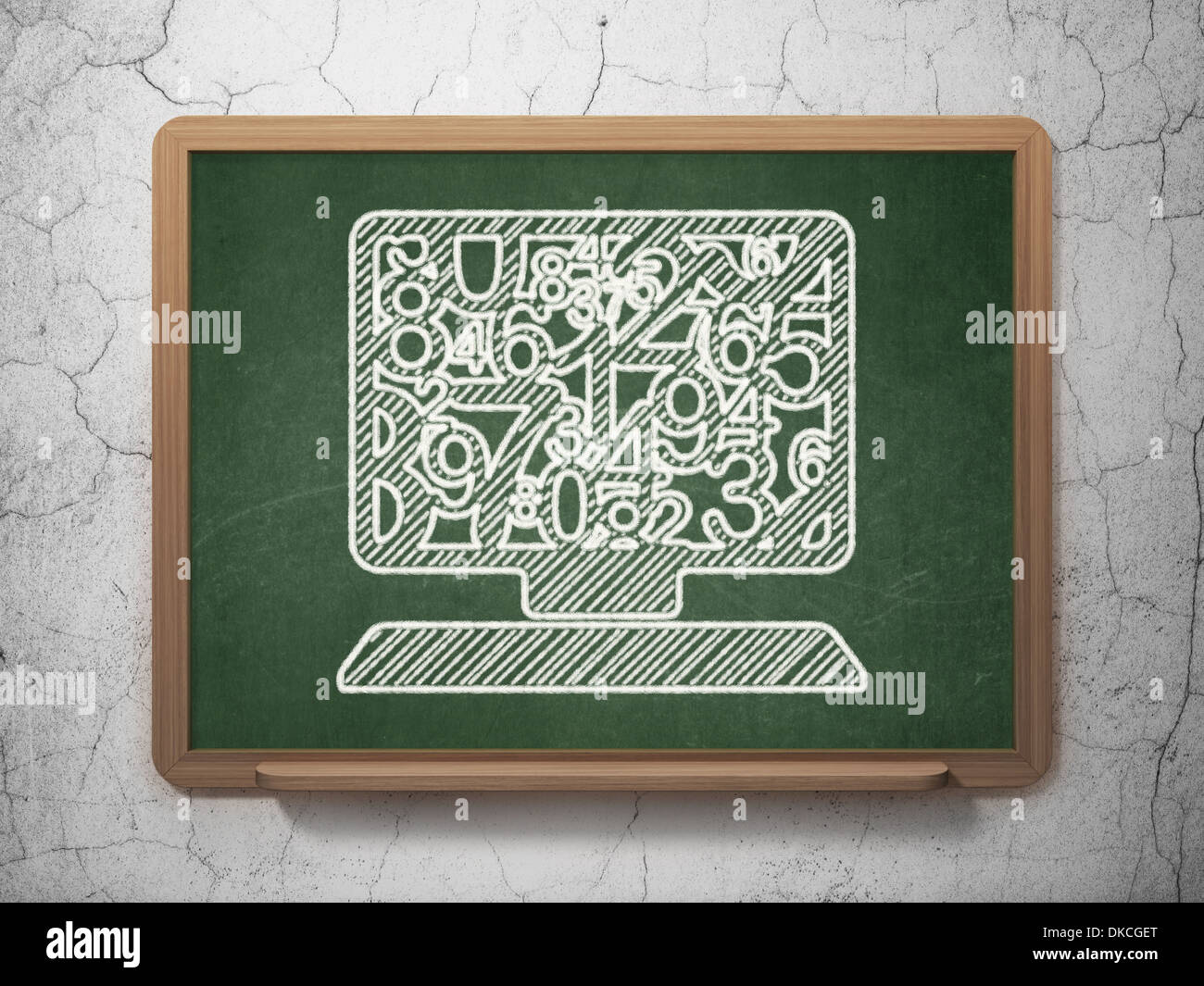 Education concept: Computer Pc on chalkboard background Stock Photo - Alamy