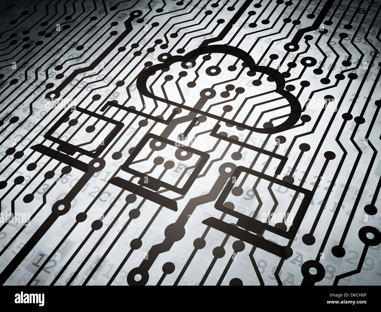 Cloud computing concept: circuit board with Cloud Network Stock Photo ...