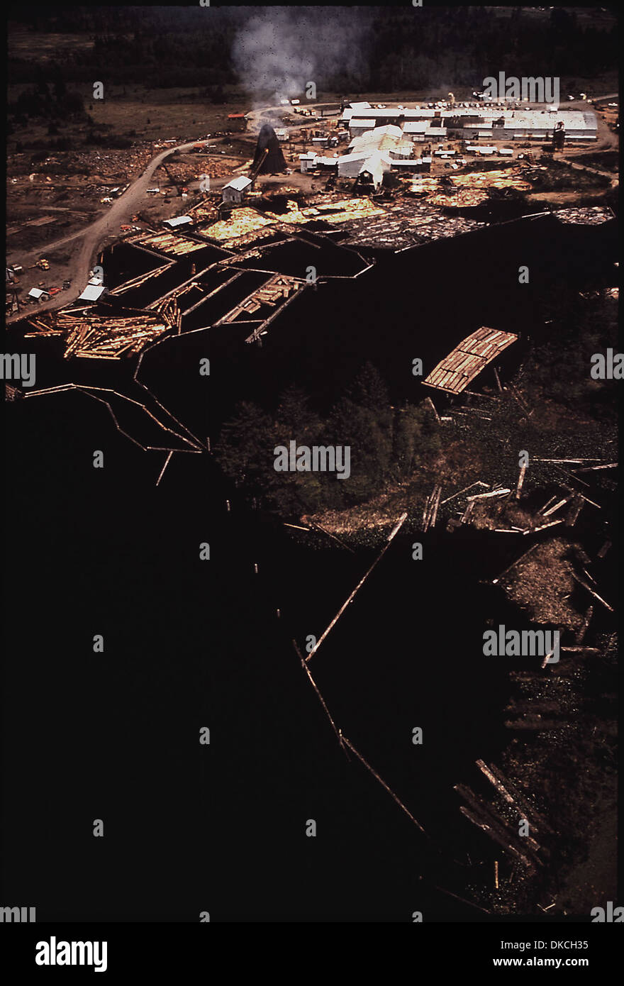 A lumbermill facility is seen in this image, showing the timber ...
