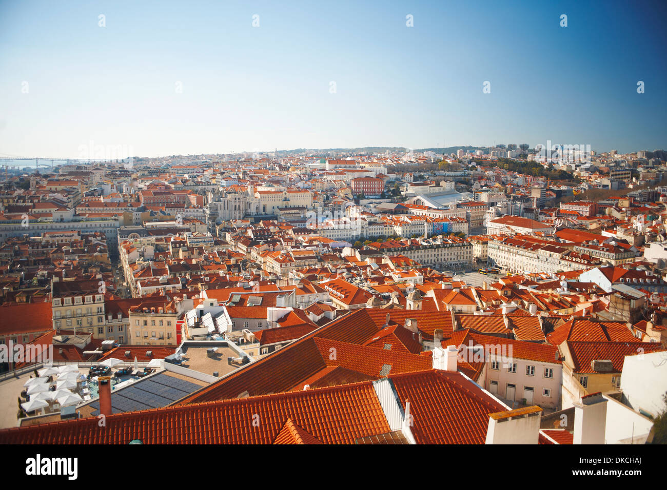 View of terracotta rooftops, Lisbon, Portugal Stock Photo - Alamy