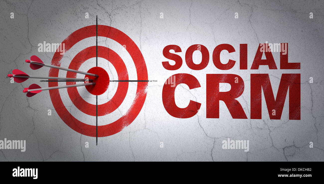 Business concept: target and Social CRM on wall background Stock Photo ...