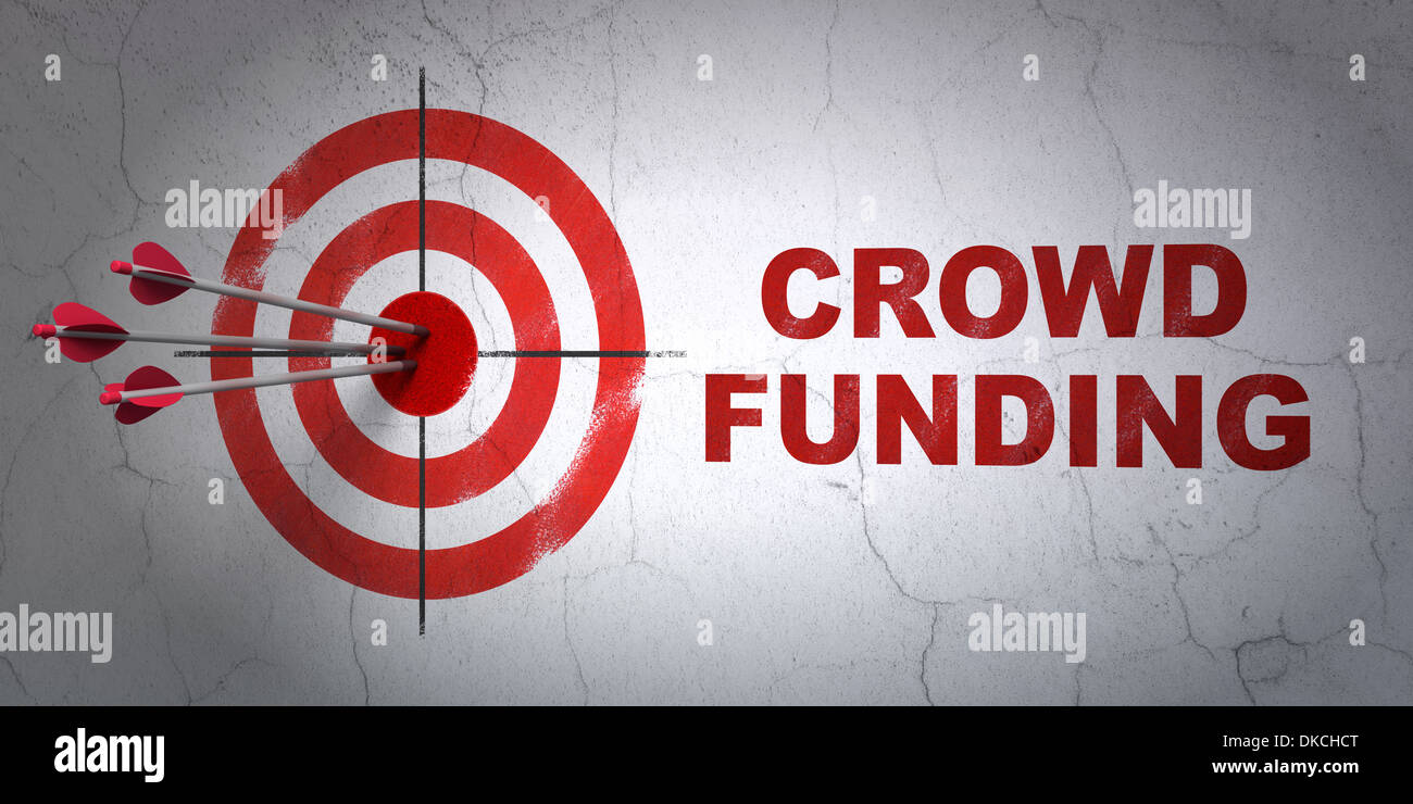 Finance concept: target and Crowd Funding on wall background Stock ...