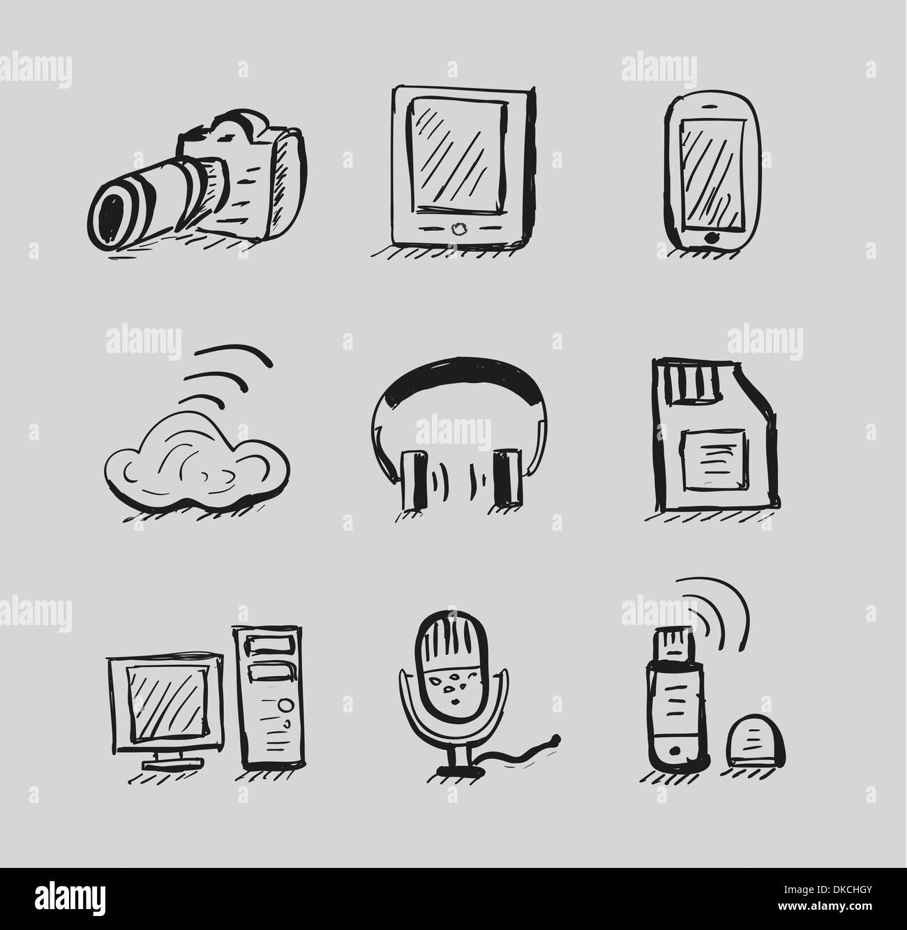 Vector black icon collection. Hand drawn Stock Vector Image & Art - Alamy