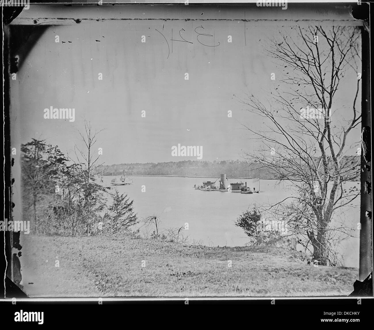 A monitor-class warship positioned in front of Aiken's Landing on the ...