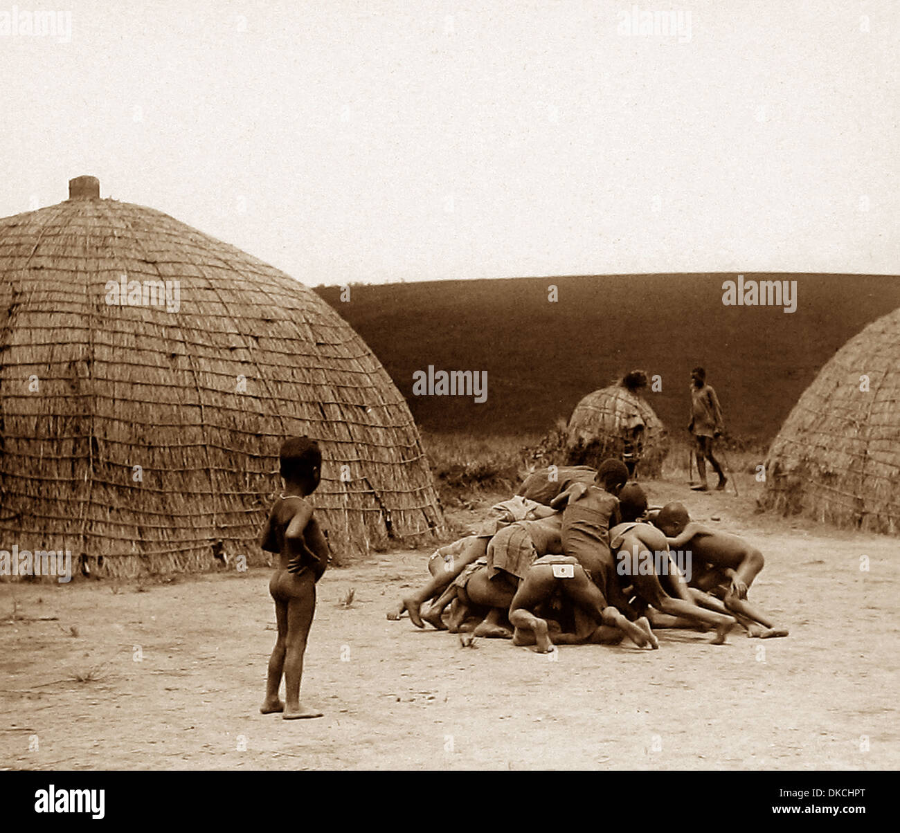 Africa Zulu children playing pre-1900 Stock Photo - Alamy