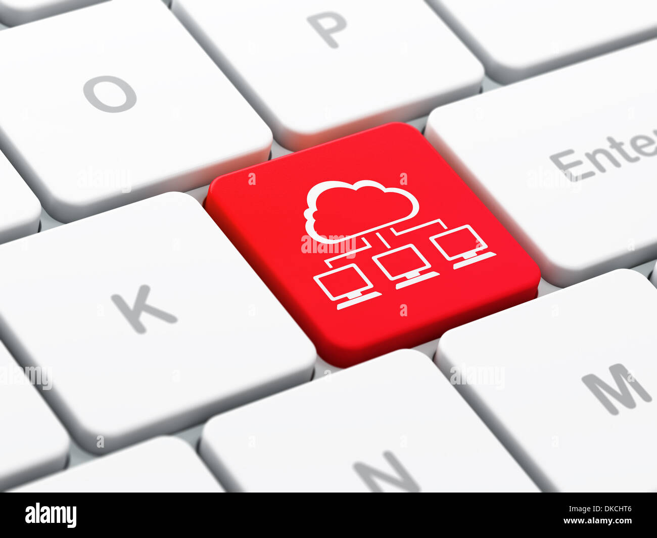 Cloud computing concept: Cloud Network on keyboard background Stock ...
