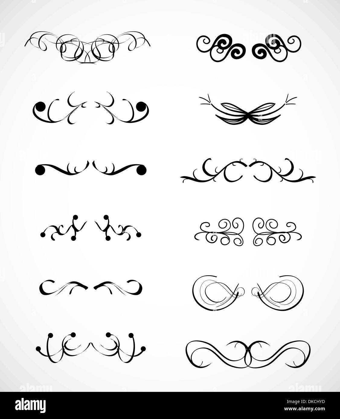 Vector set of calligraphic design elements, headline decorations ...
