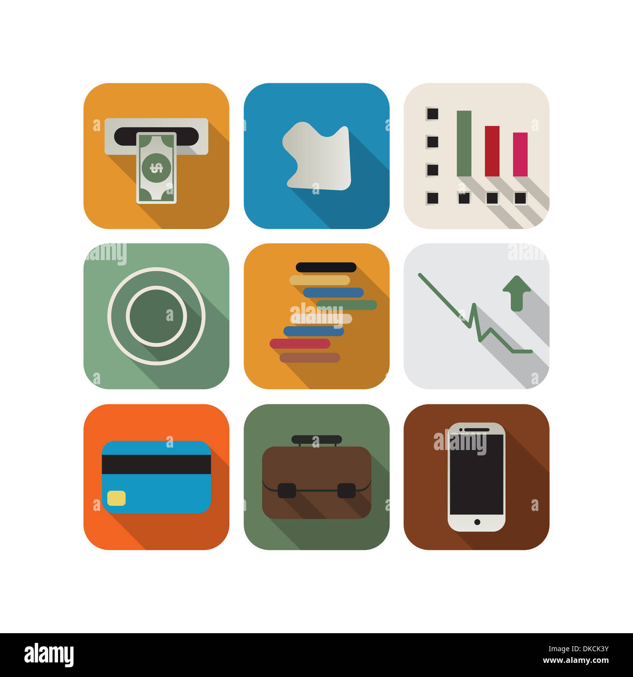 Business or finance flat appication icon set over white background ...