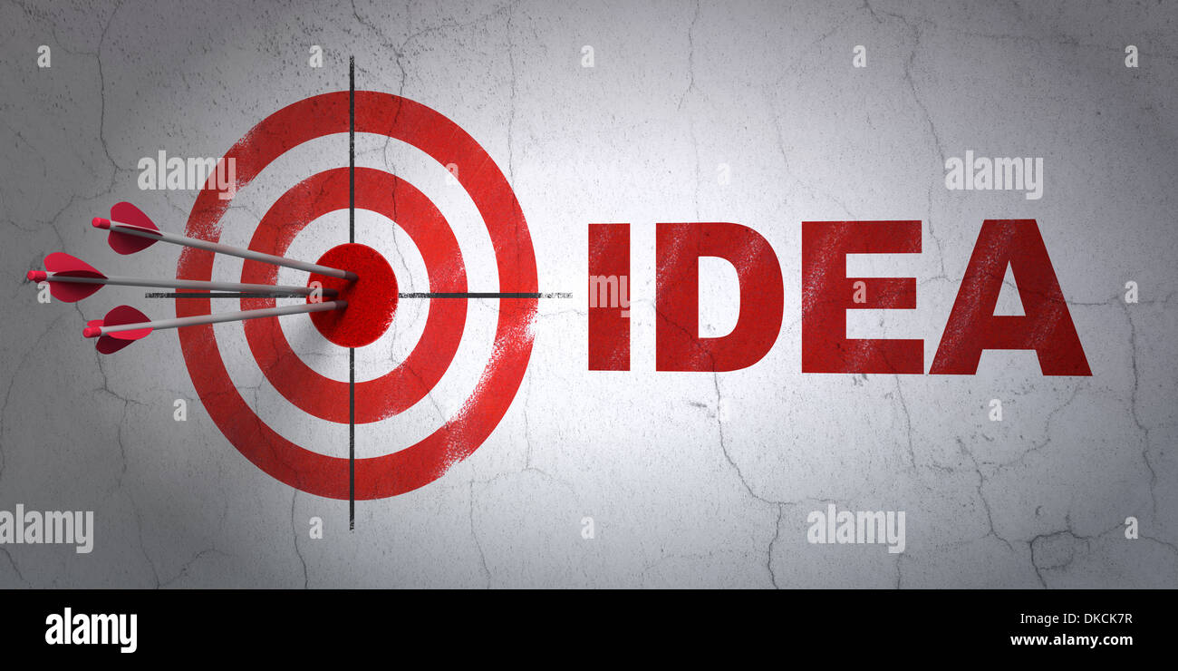 Marketing concept: target and Idea on wall background Stock Photo - Alamy