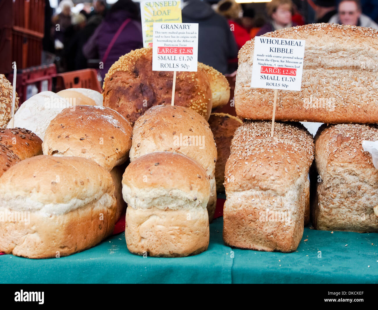 Various types of bread for sale on a market stall Stock Photo - Alamy