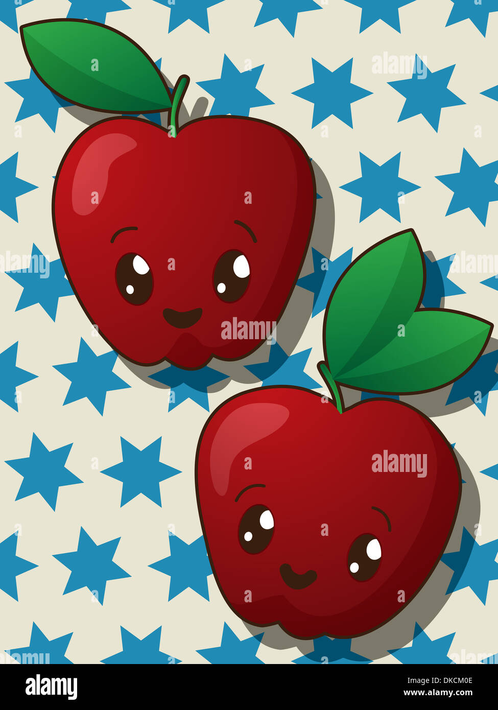 Kawaii style drawing apple icons Stock Photo - Alamy