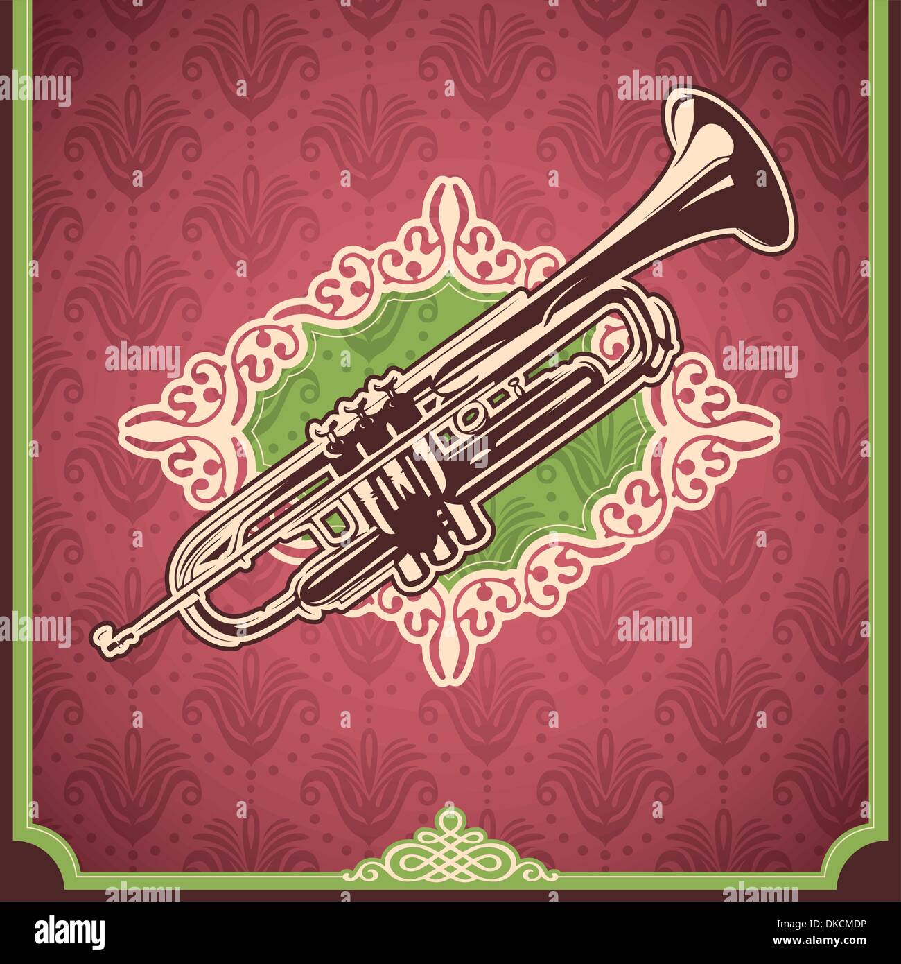 Vintage illustration with trumpet Stock Vector Image & Art - Alamy