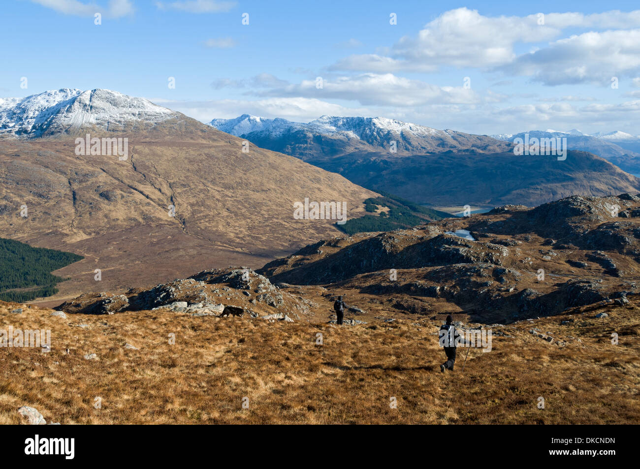 Walkers on the ridge between Druim na Cluain-airighe and Beinn Bhreac ...