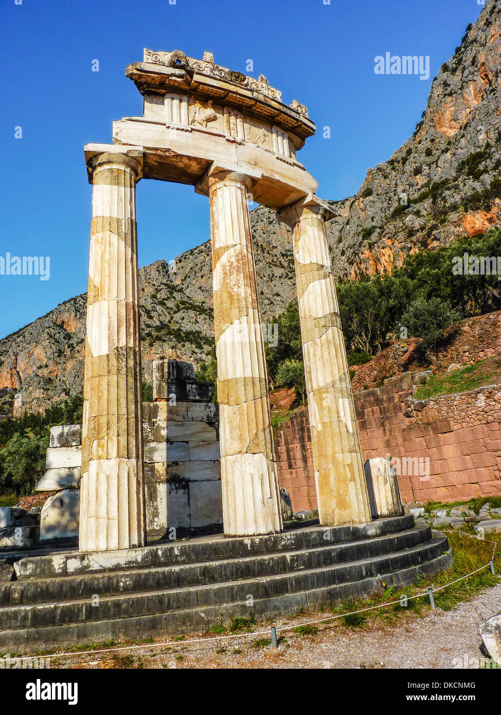 Temple of Athena pronoia at Delphi oracle in Greece Stock Photo - Alamy
