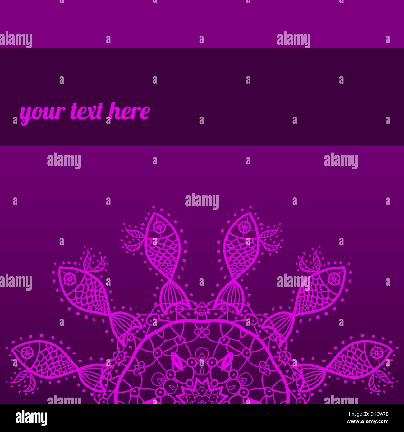 Ornate ornamental indian half mandala frame for text in pink color ...