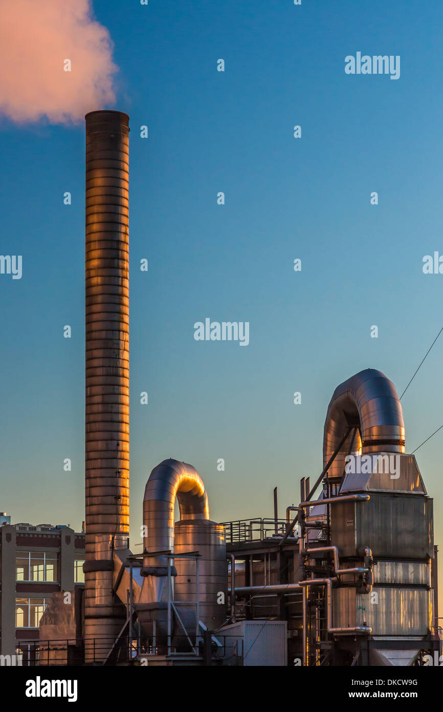 Seattle Steam Co. pipes and smokestack atop their building on the ...