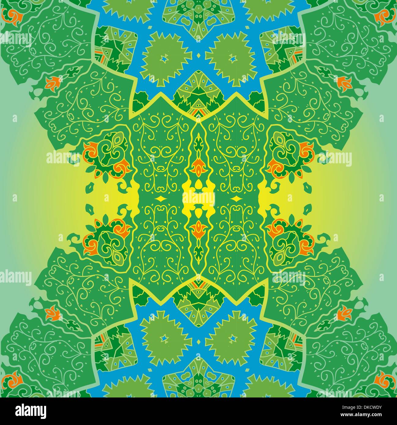 Oriental mandala motif round lase half pattern on the green background ...