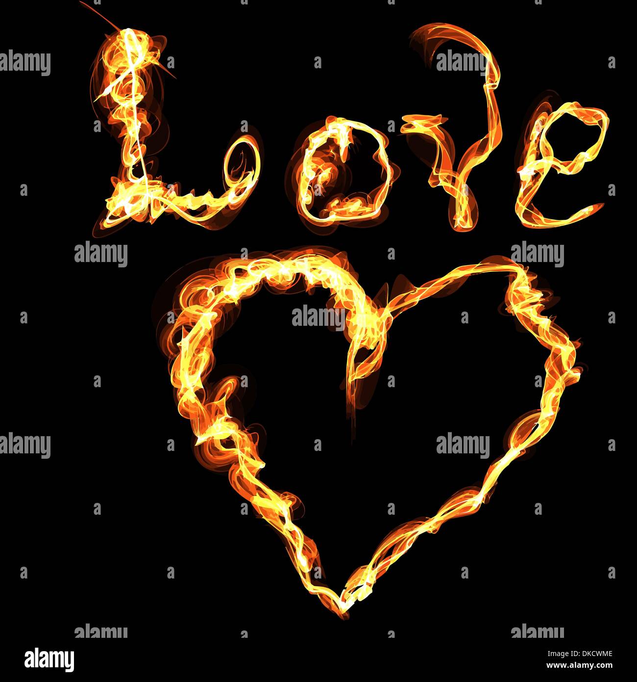 Burning love flaming fire heart Stock Vector Images - Alamy