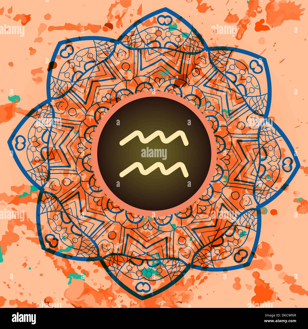 zodiac sign Aquarius. What is karma? Vector circle with zodiac signs on ...